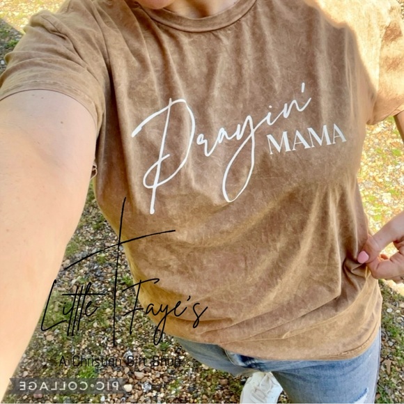 Tops | Prayin Mama Tshirt Tan Mineral Wash | Poshmark